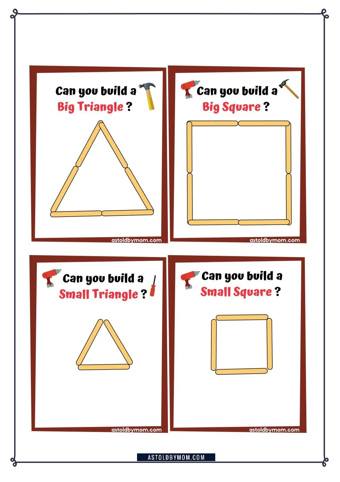 Popsicle Stick - 2D- Shapes - AS TOLD BY MOM