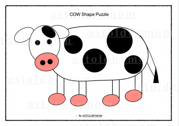 Shapes Puzzle - Moo Moo COW - AS TOLD BY MOM