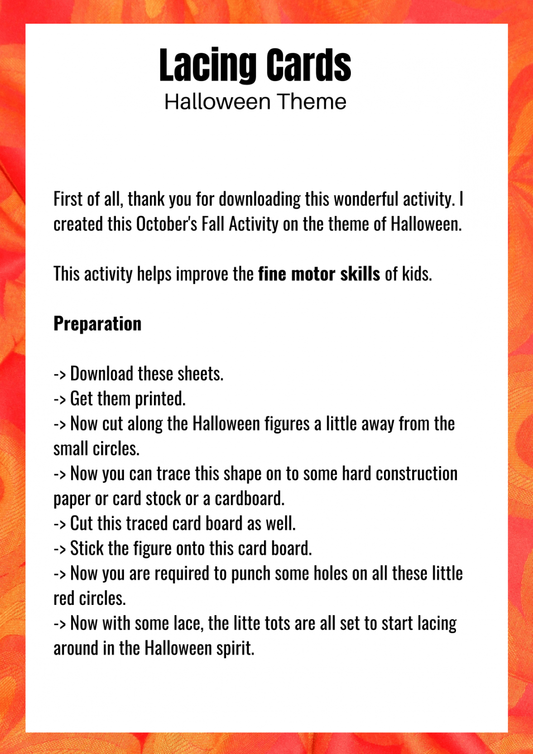 Halloween Lacing Activity - AS TOLD BY MOM