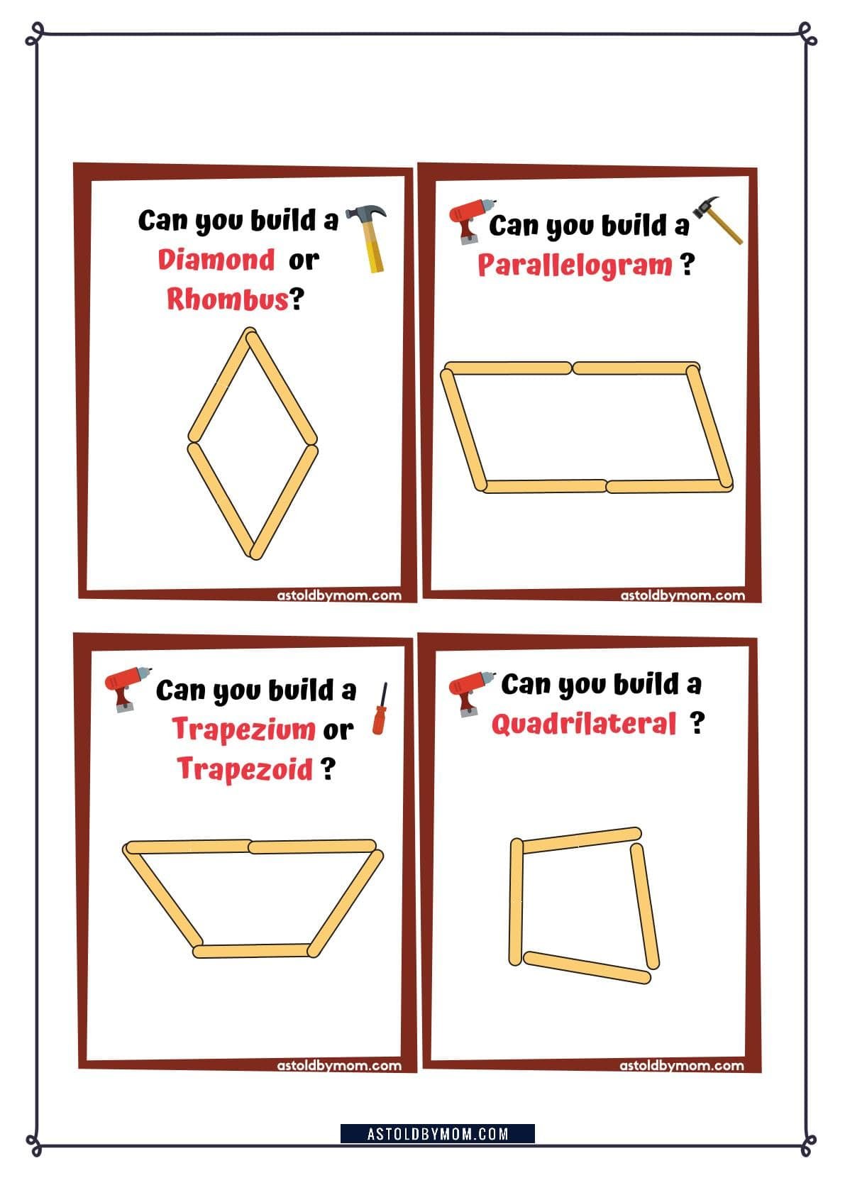 Popsicle Stick - 2D- Shapes - AS TOLD BY MOM