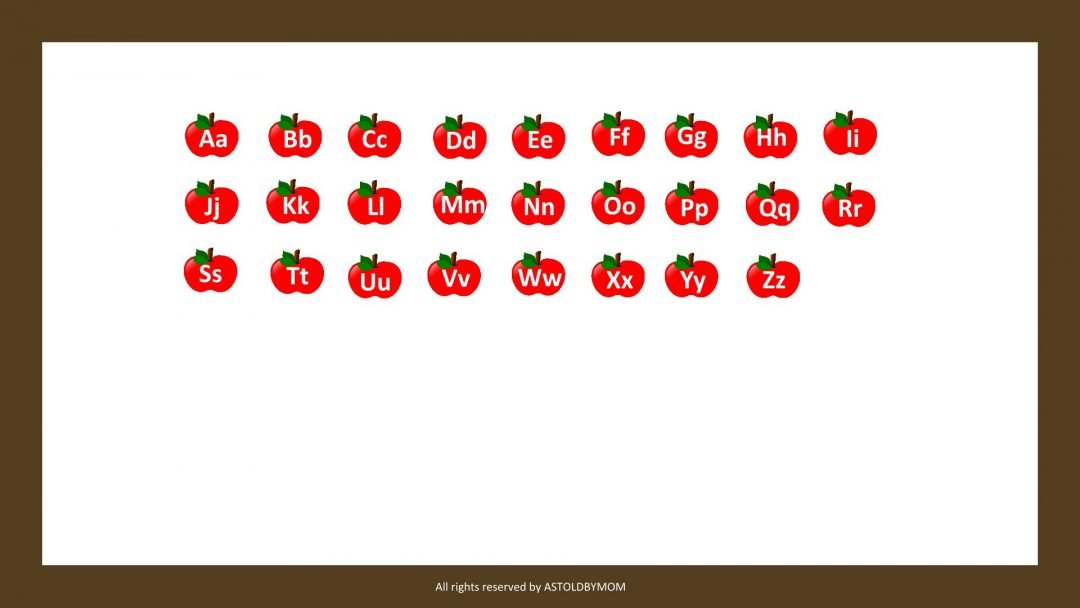 Apple Alphabets Orchard- Learn Capital and Small Letters - AS TOLD BY MOM