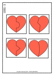 Match Broken Hearts - Preschool, Kindergarten activity - As Told By Mom