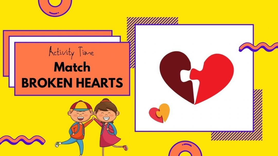 Match Broken Hearts - Preschool, Kindergarten activity - AS TOLD BY MOM
