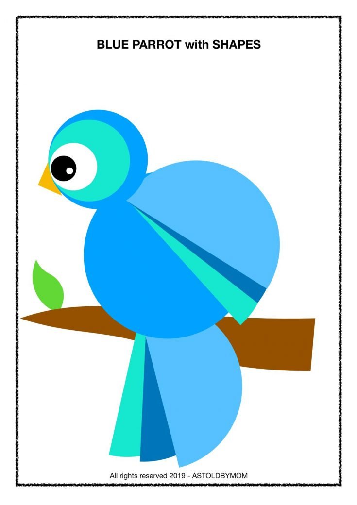 Parrots Craft - No Preparation Cut and Paste Shape Puzzle - AS TOLD BY MOM