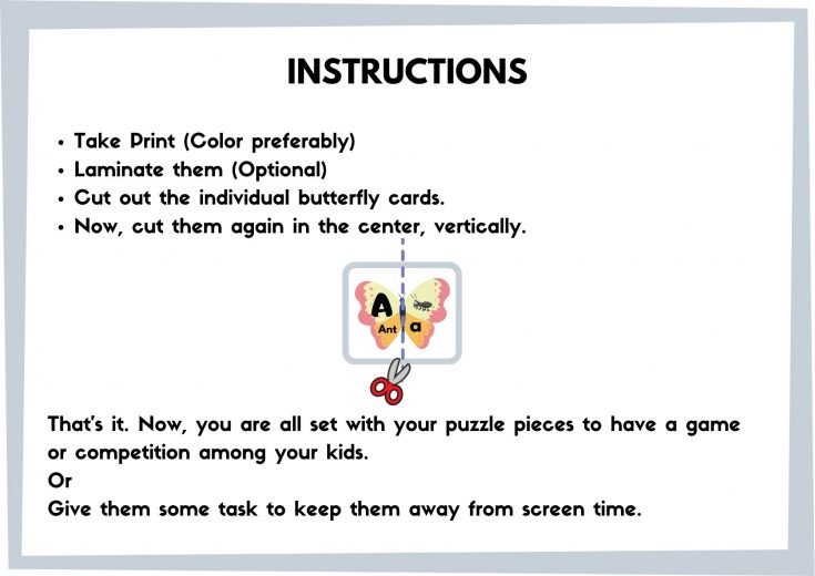 Butterfly Puzzles - Alphabets With Animal Names - AS TOLD BY MOM