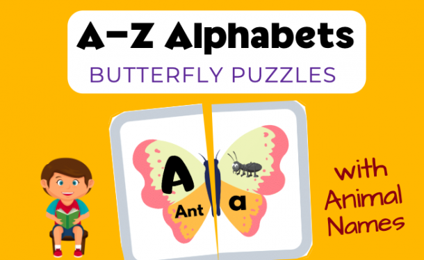 Butterfly Puzzles - Alphabets With Animal Names - AS TOLD BY MOM