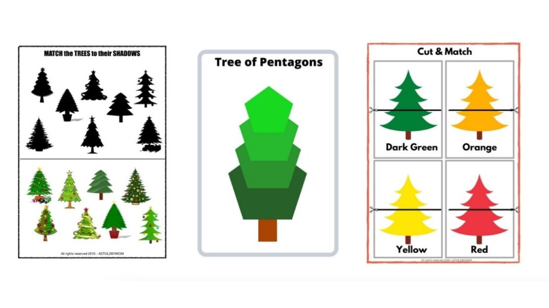 Christmas Tree Puzzles - Shapes, Colors and Shadows - AS TOLD BY MOM